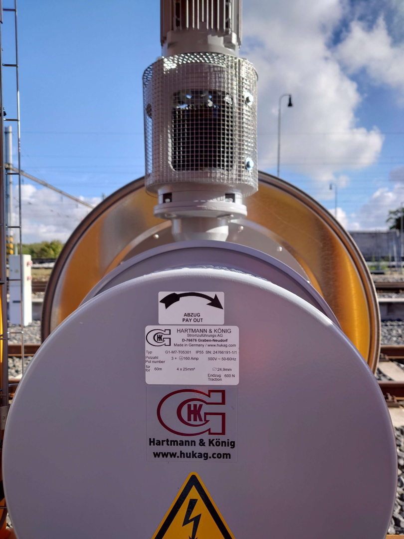 Motorized cable reel for energy supply a gantry crane | SLT components ...